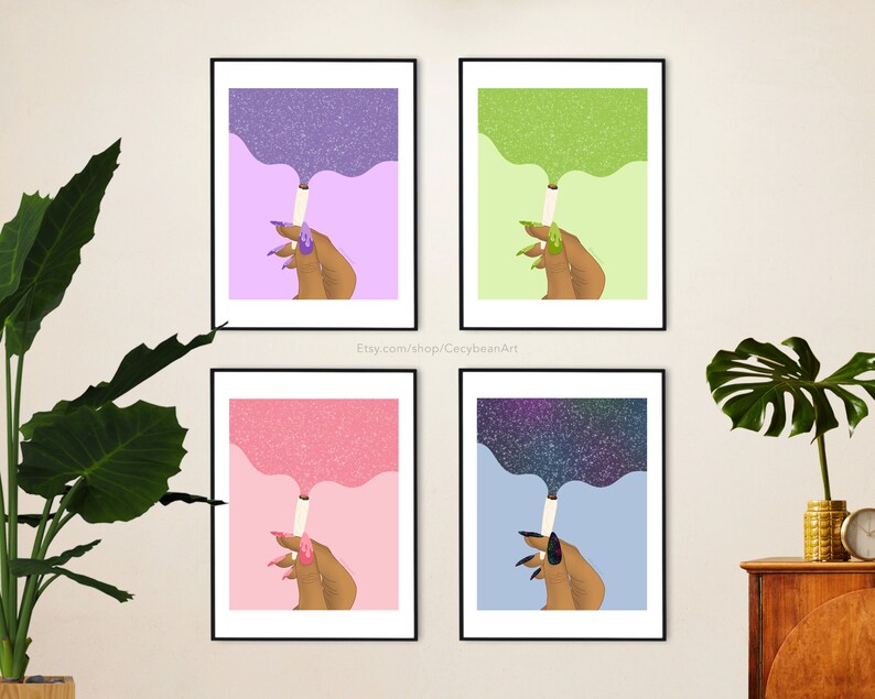 GREEN PUFF 420 Art Weed Decor Cannabis Art Office Decor - Etsy