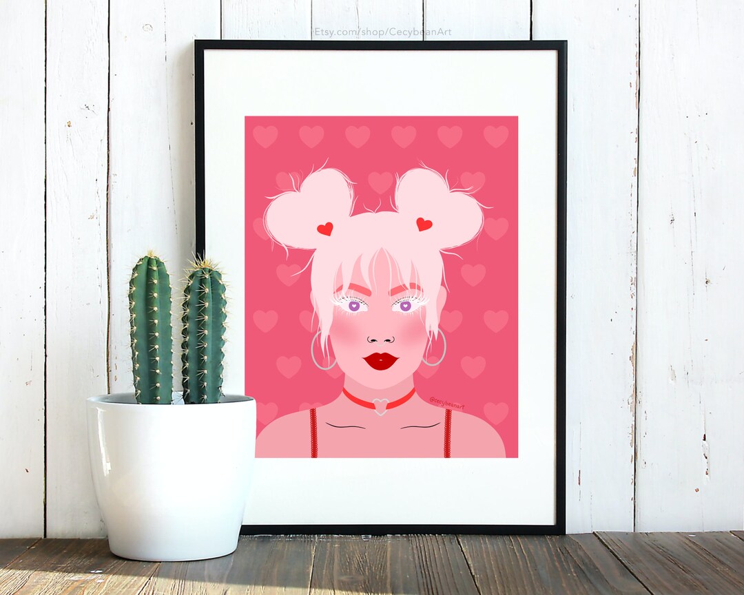 Love Girl Pink Aesthetic Decor, Girl Power Art, Pink Art Print ...