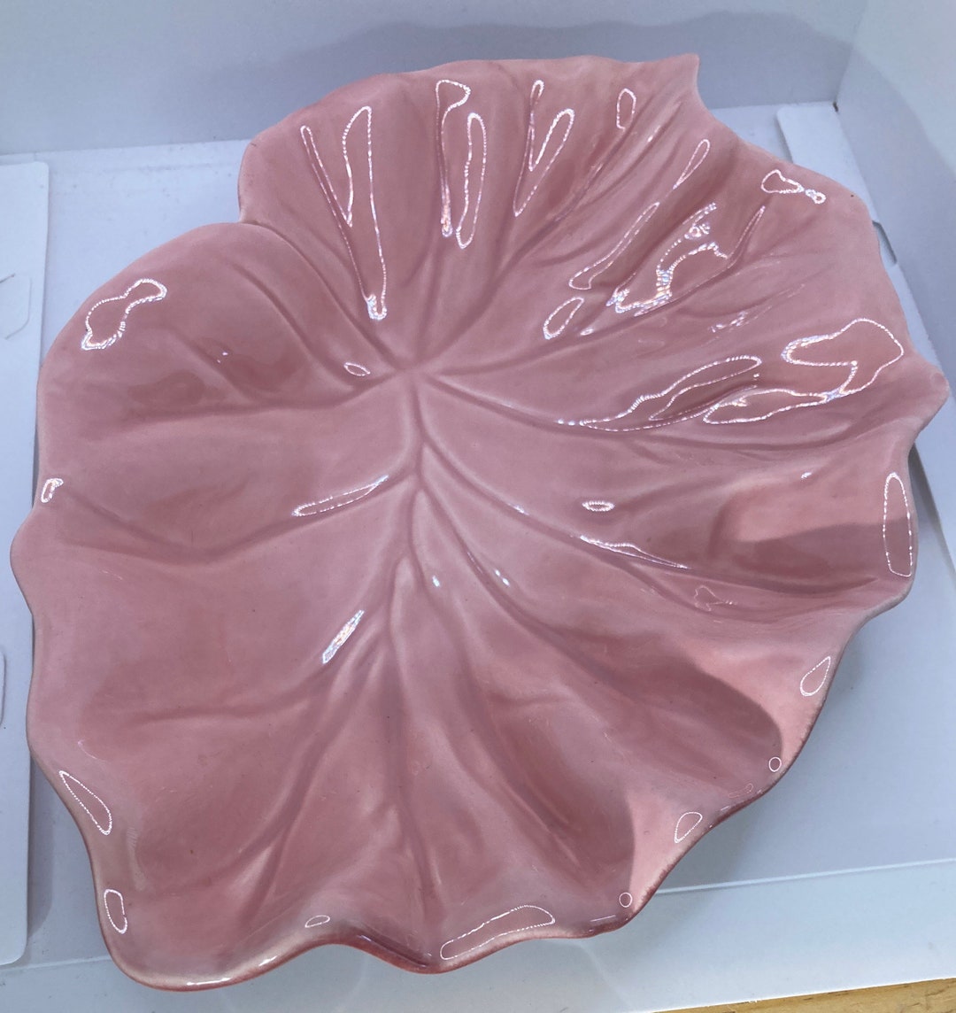 Vintage MCM Cemar, California Pottery, Leaf, 620-M Pink 12” Serving ...