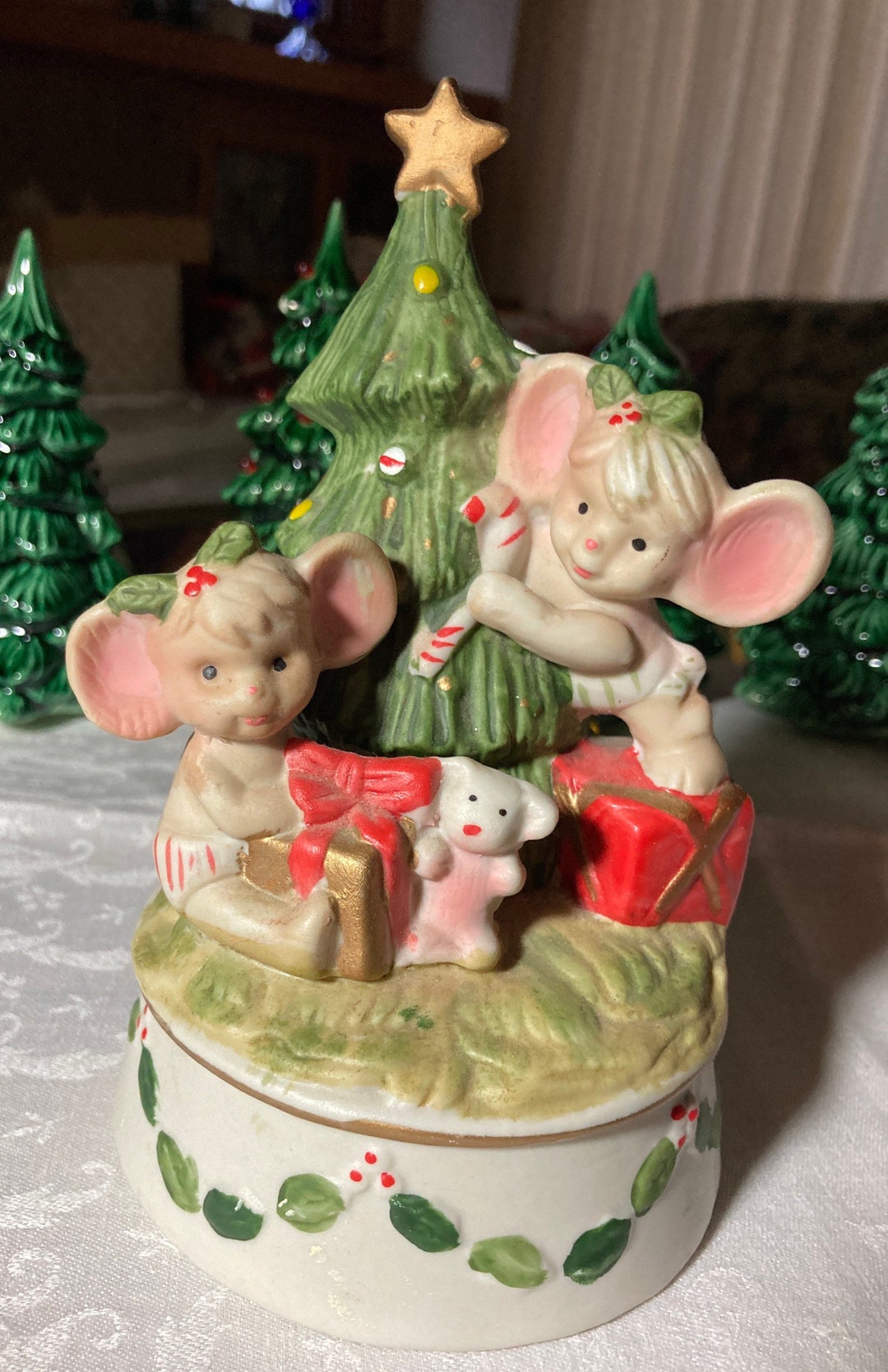 Enesco Mice Music Box deck the Halls Tree Decorating - Etsy Enesco Mice Music Box deck the Halls Tree Decorating - Etsy