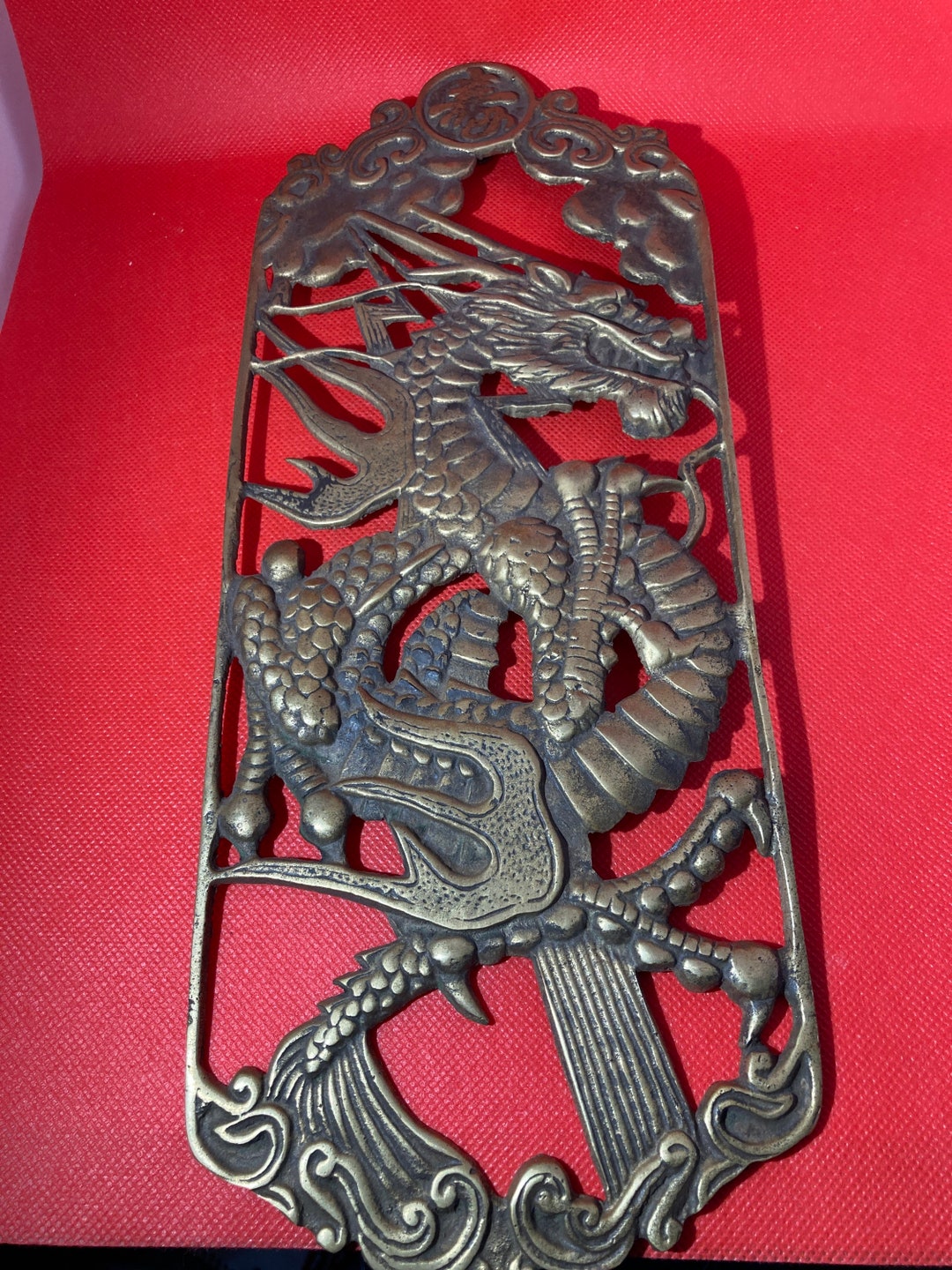 Vintage, Brass, Asian, Dragon, Wall Decor. Measures 13” X 5-1/4”. - Etsy