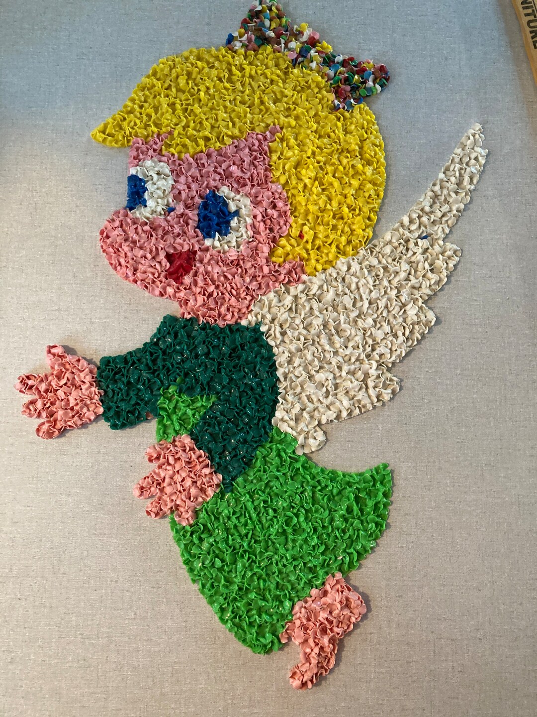 Vintage, Mid-century, Modern, Popcorn, Art, Melted, Plastic, Christmas ...