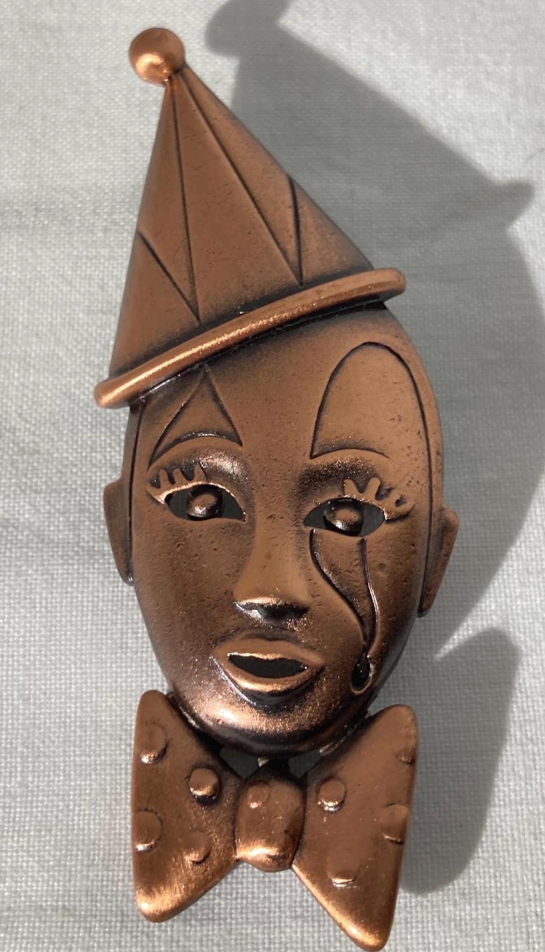Vintage Sad Clown Pierrot Face Copper Lapel Pin Brooch - Etsy