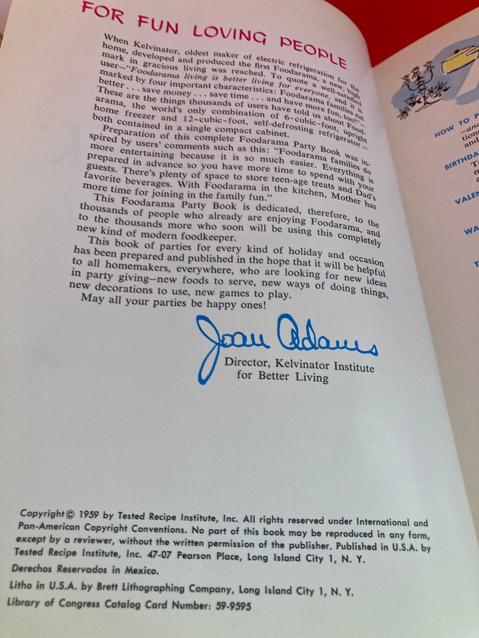 Vintage 1959, Foodarama Party Book - Etsy