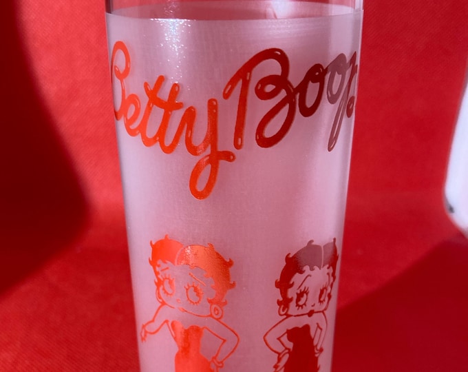 Betty Boop, Vintage, 1988, Frosted, Red Slim, Tom Collins, Drinking ...