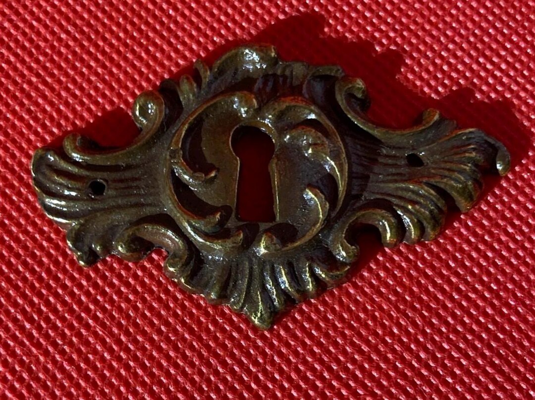 Ornate Skeleton Key Escutcheon Keyhole Cover Small Metal Hardware Part ...