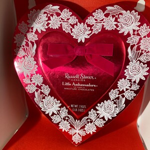 Vintage, Heart Shape, Satin Bow, Embossed Floral, Russel Stover ...
