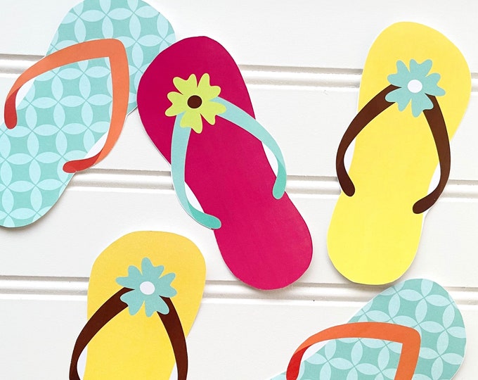 Flip Flop Garland Printable, Summer Party Decorations, Flip Flop Decor ...