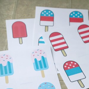 Patriotic Popsicle Garland Printable for the 4th of July, Preschool ...