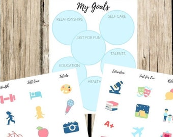 Kids Vision Board Printable Kit, EDITABLE Kids Goal Board, Kids Goal ...