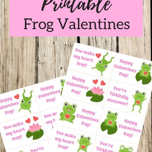 Valentine Printable Frog Cards - Etsy