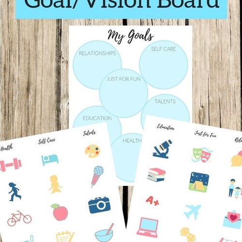 Kids Vision Board Printable Kit Kids Goal Board EDITABLE - Etsy
