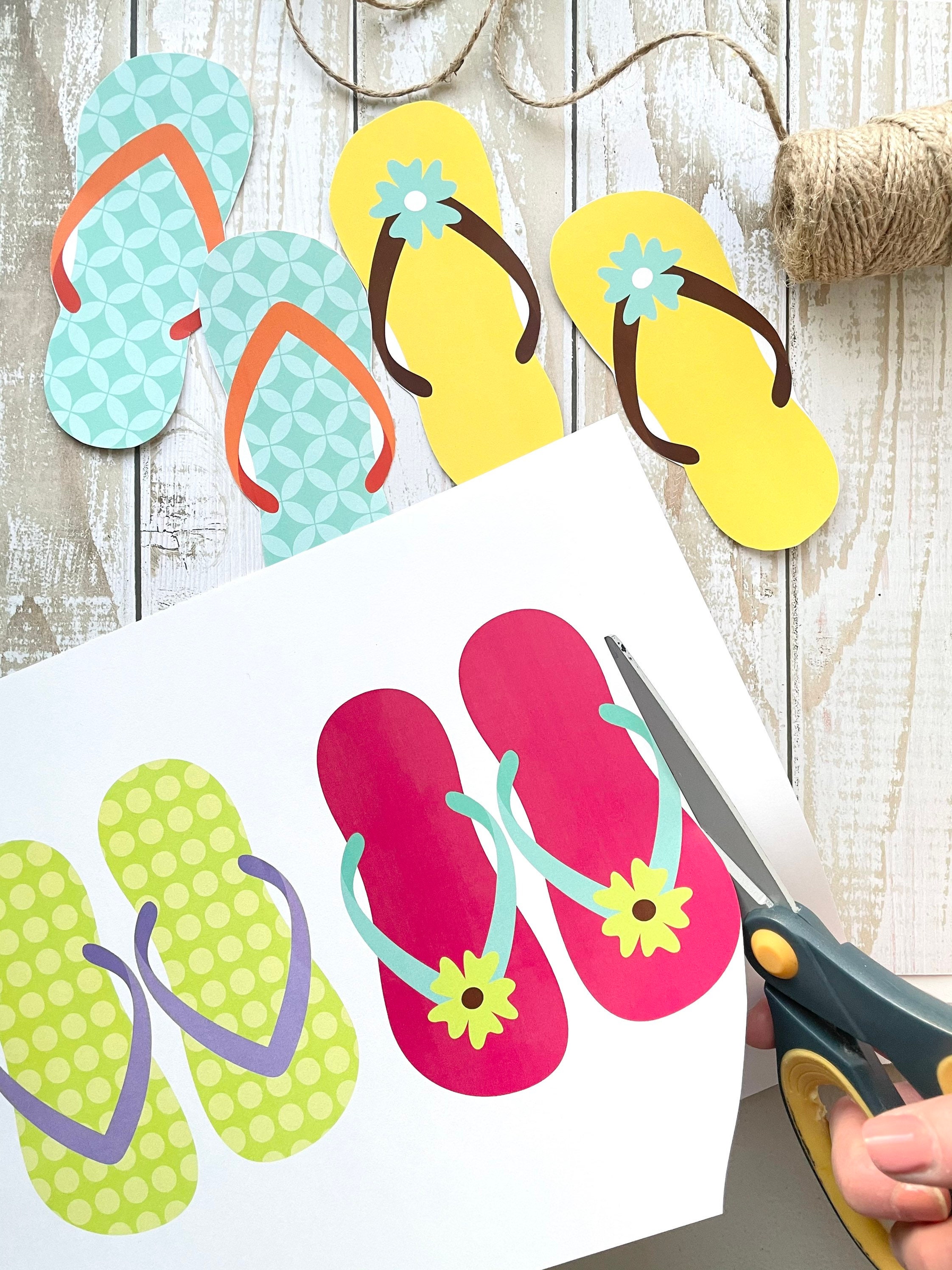Flip Flop Garland Printable, Summer Party Decorations, Flip Flop Decor ...