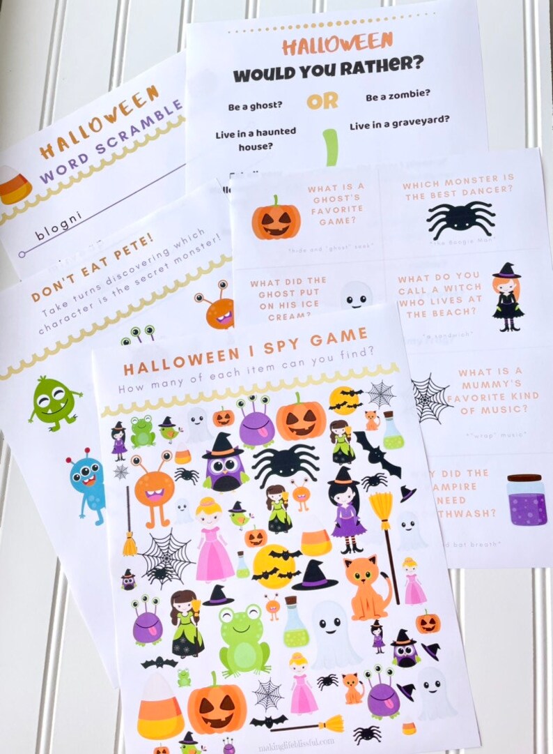 5 Halloween Games for Kids Printable Halloween Games - Etsy