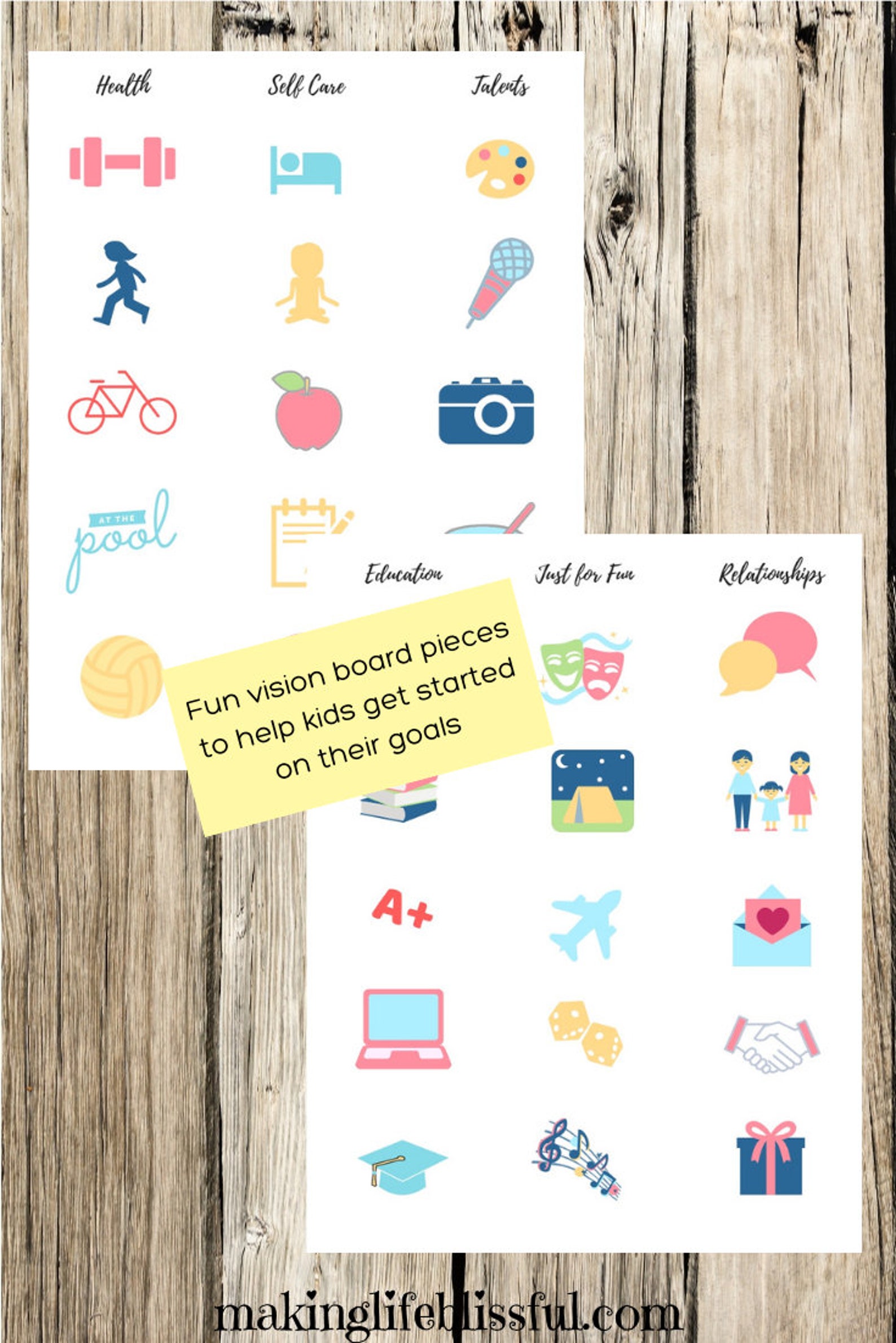 Kids Vision Board Printable Kit EDITABLE Kids Goal Board - Etsy