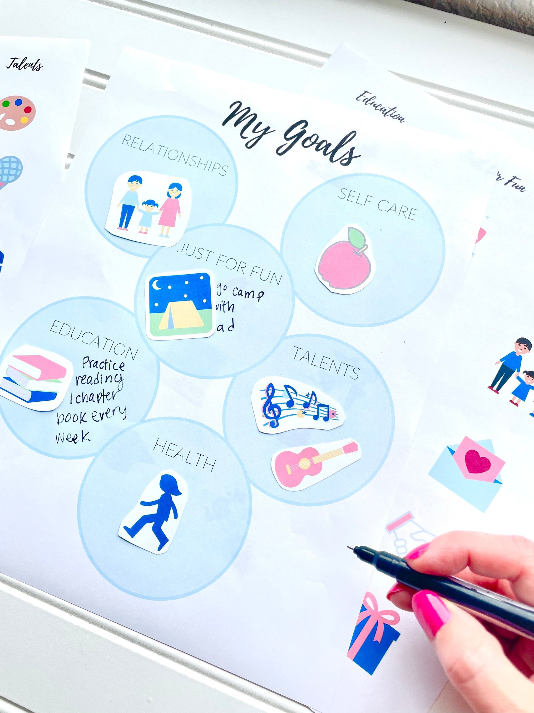 Kids Vision Board Printable Kit, Kids Goal Board, EDITABLE Canva ...