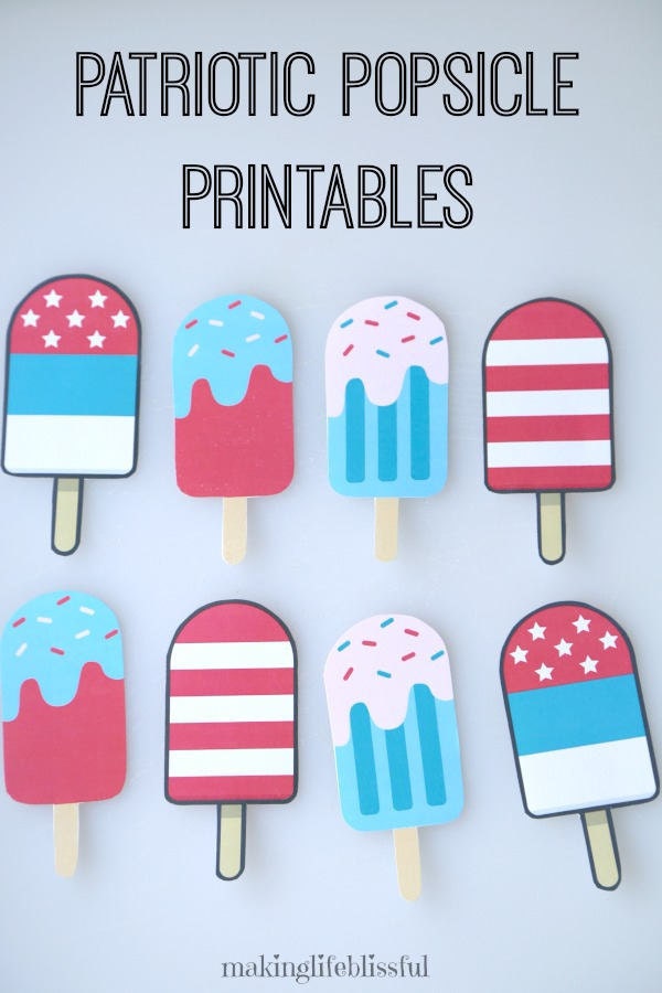 Patriotic Popsicle Garland Printable for the 4th of July, Preschool ...