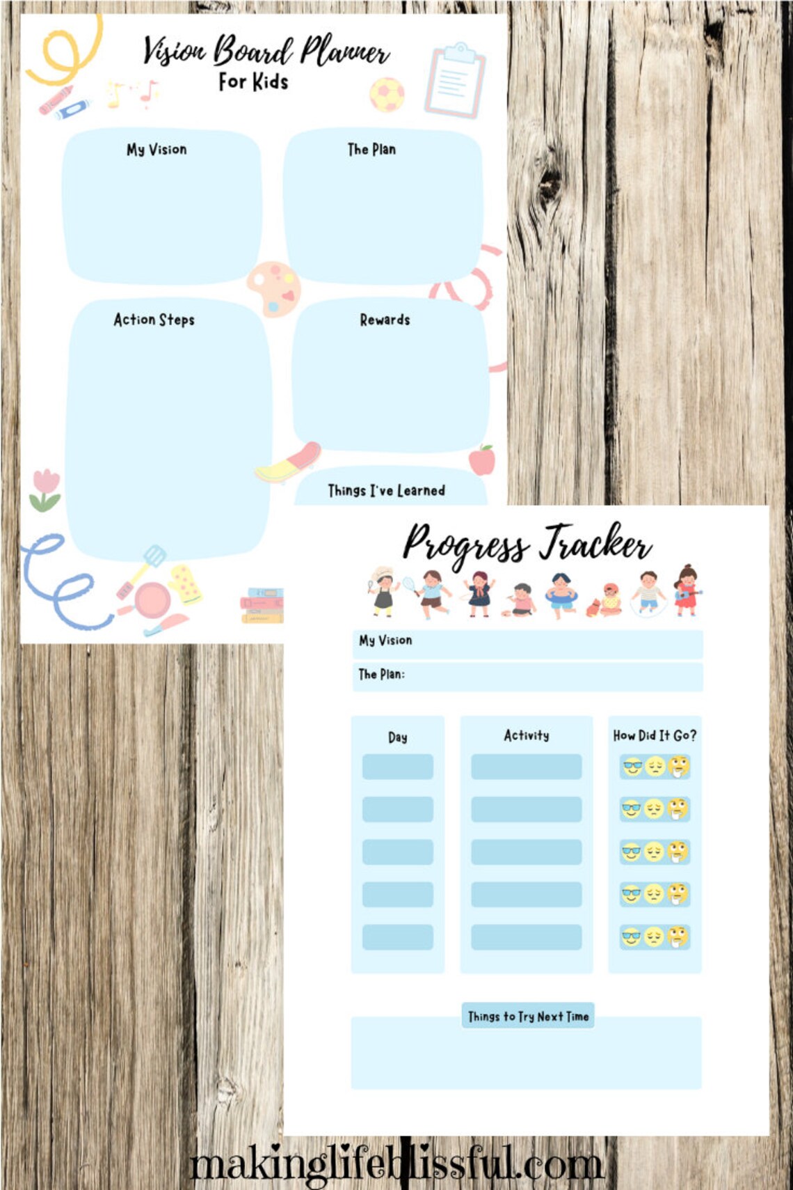 Kids Vision Board Printable Kit EDITABLE Kids Goal Board - Etsy