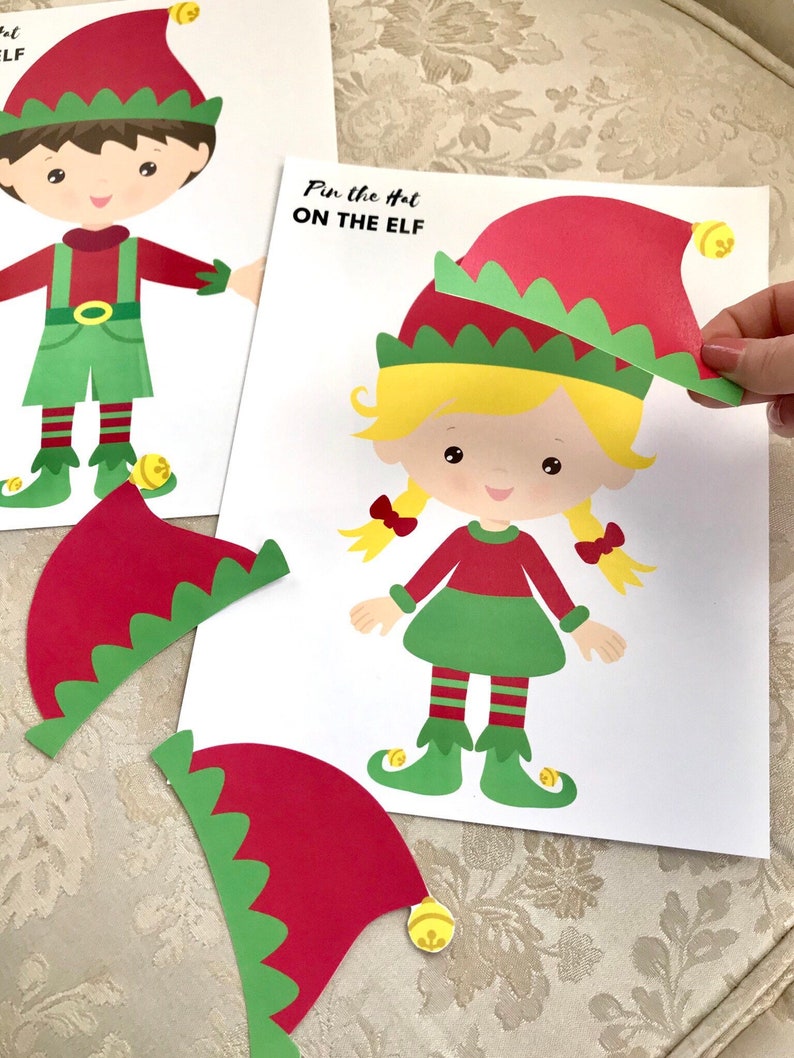 Pin the Hat on the Elf Printable, Preschool Christmas Game, Kids ...