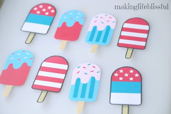 Patriotic Popsicle Garland Printable for the 4th of July - Etsy