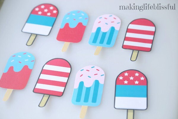 Patriotic Popsicle Garland Printable for the 4th of July, Preschool ...