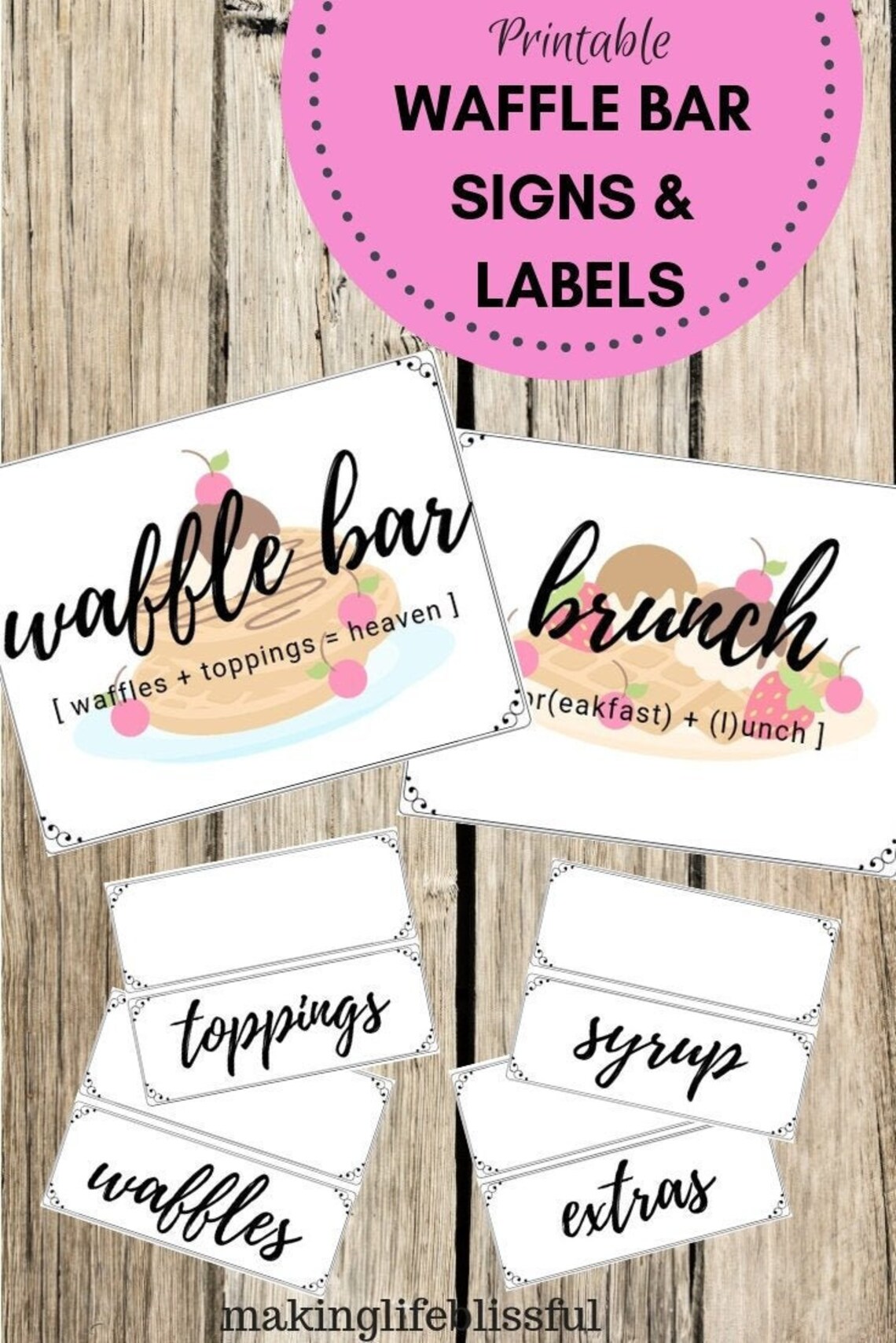 Waffle Bar Party Printables Breakfast Printables Brunch | Etsy