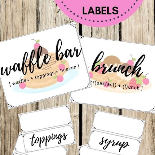Waffle Bar Party Printables Breakfast Printables Brunch - Etsy