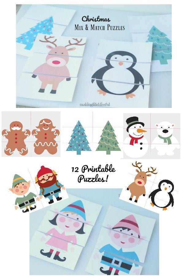 Preschool Christmas Puzzles Printable Preschool Christmas - Etsy