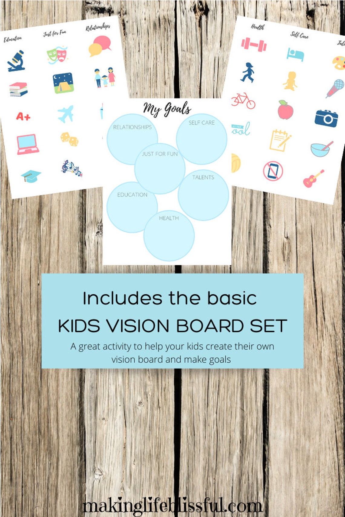 Kids Vision Board Printable Kit EDITABLE Kids Goal Board - Etsy