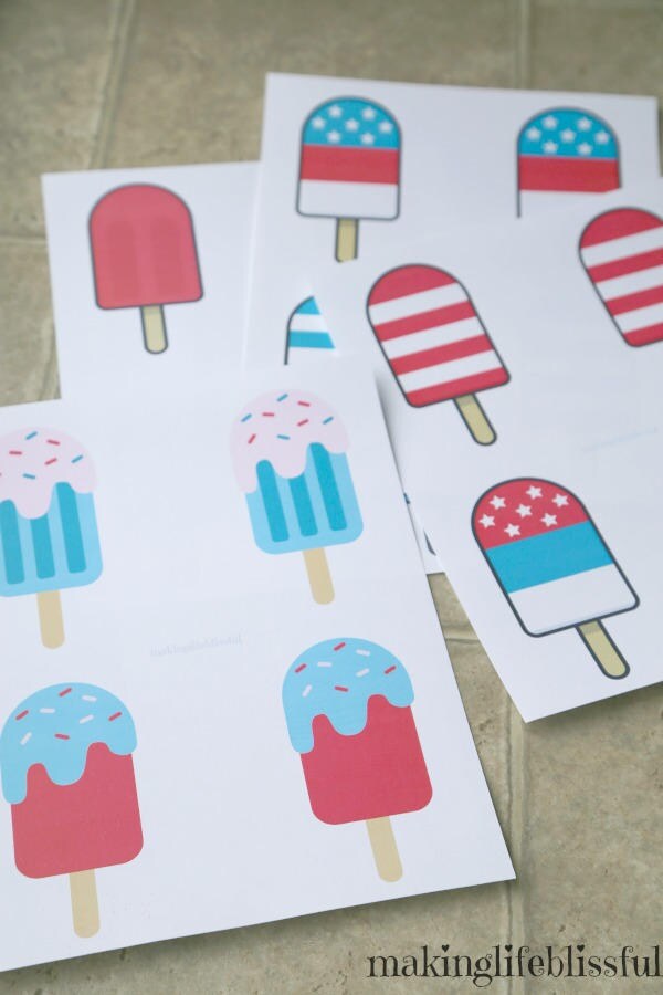 Patriotic Popsicle Garland Printable for the 4th of July, Preschool ...
