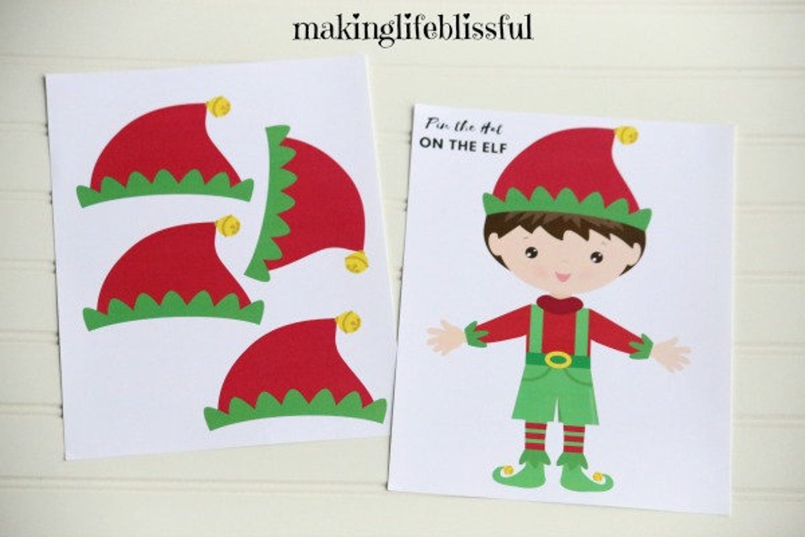 Pin the Hat on the Elf Printable, Preschool Christmas Game, Kids ...