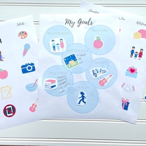 Kids Vision Board Printable Kit, Kids Goal Board, EDITABLE Canva ...