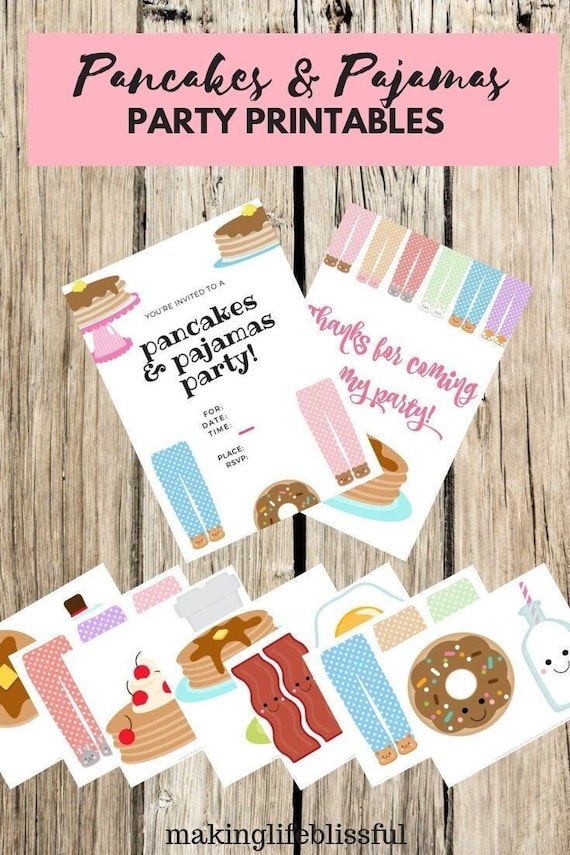 Pancakes & Pajamas Party Printables Pancakes and Pajamas - Etsy