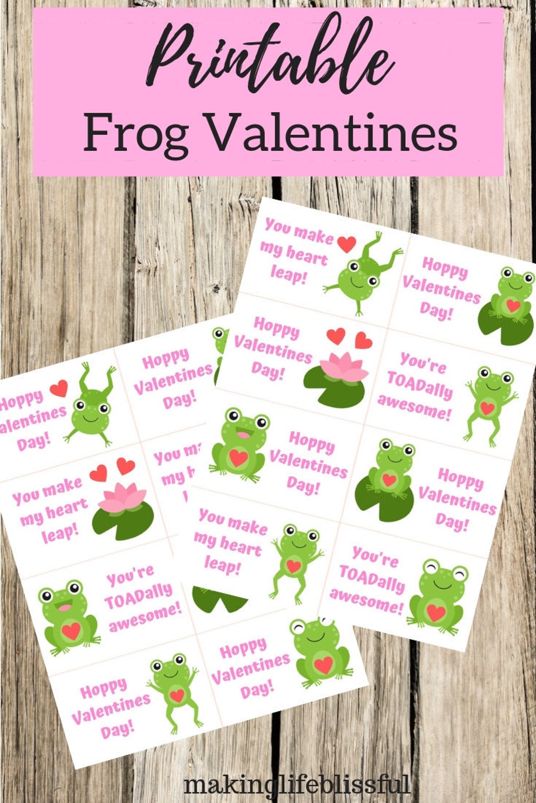 Valentine Printable Frog Cards - Etsy