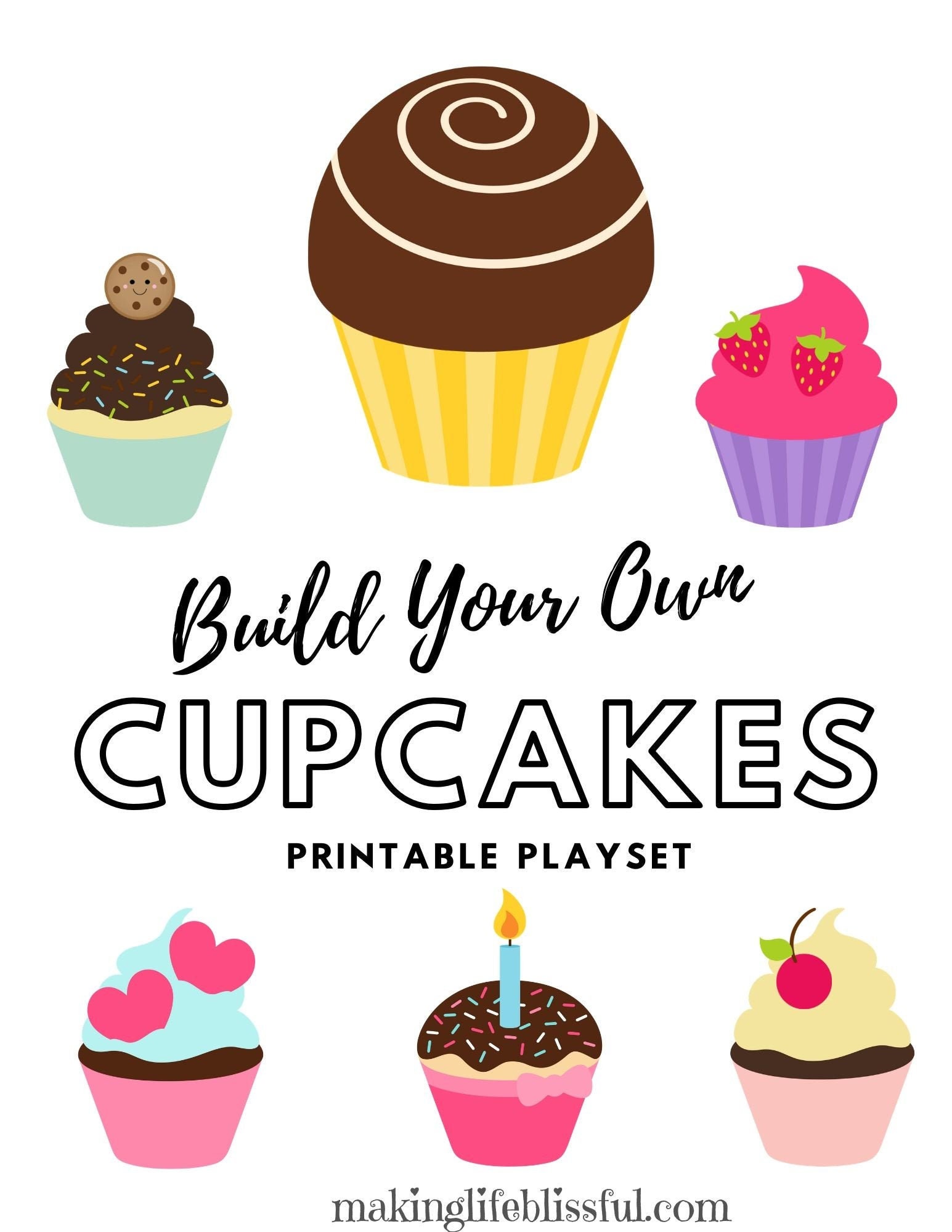 Cupcakes Printable Craft for Kids, Kids Cupcake Bakery Game, Cupcake ...