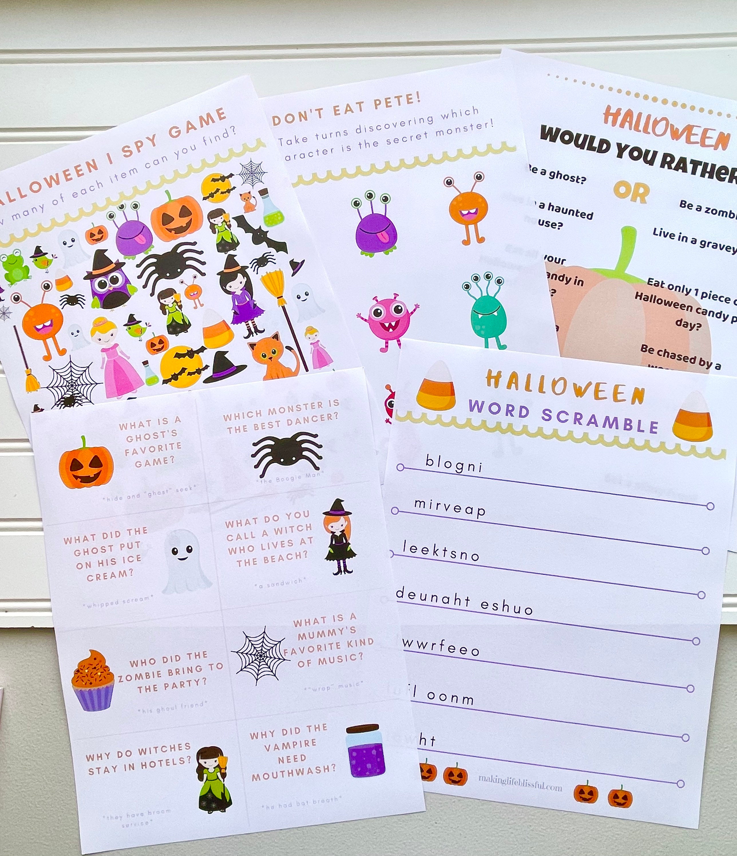 5 Halloween Games for Kids Printable Halloween Games - Etsy