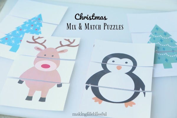 Preschool Christmas Puzzles Printable Preschool Christmas - Etsy