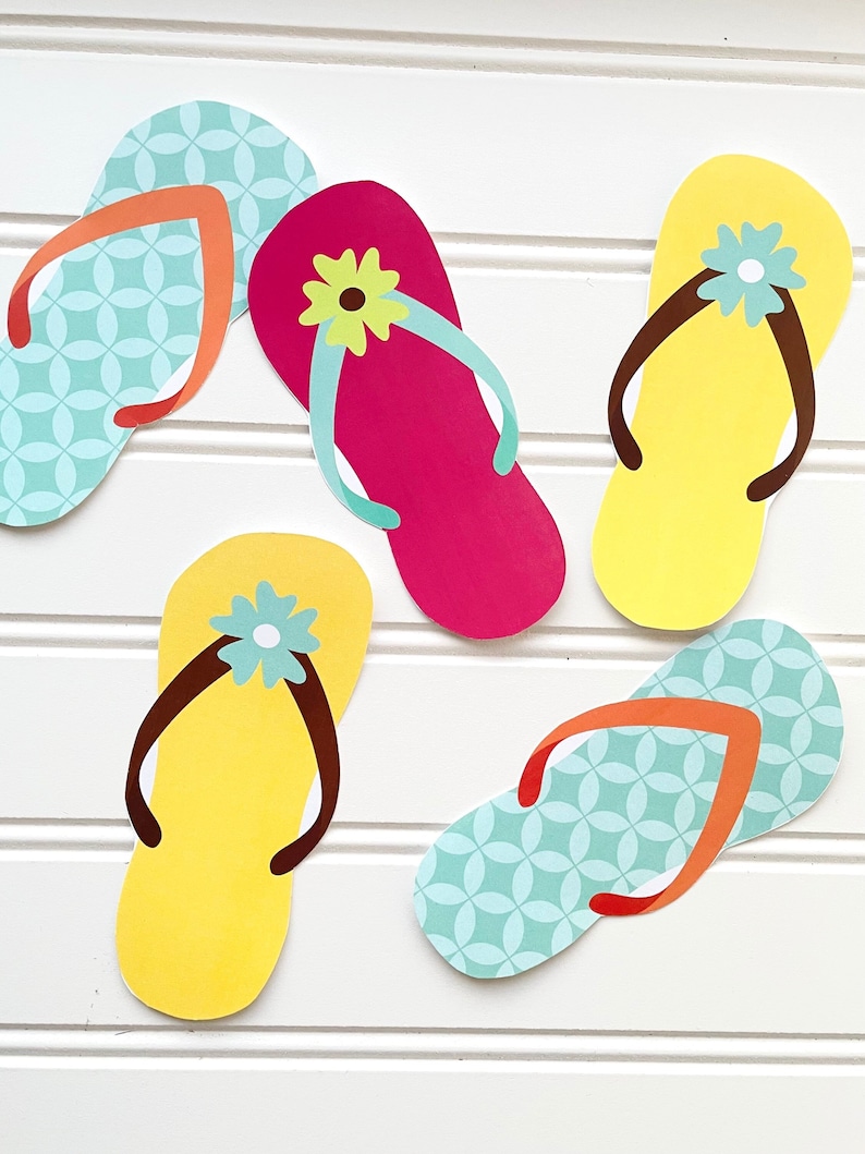 Flip Flop Garland Printable, Summer Party Decorations, Flip Flop Decor ...