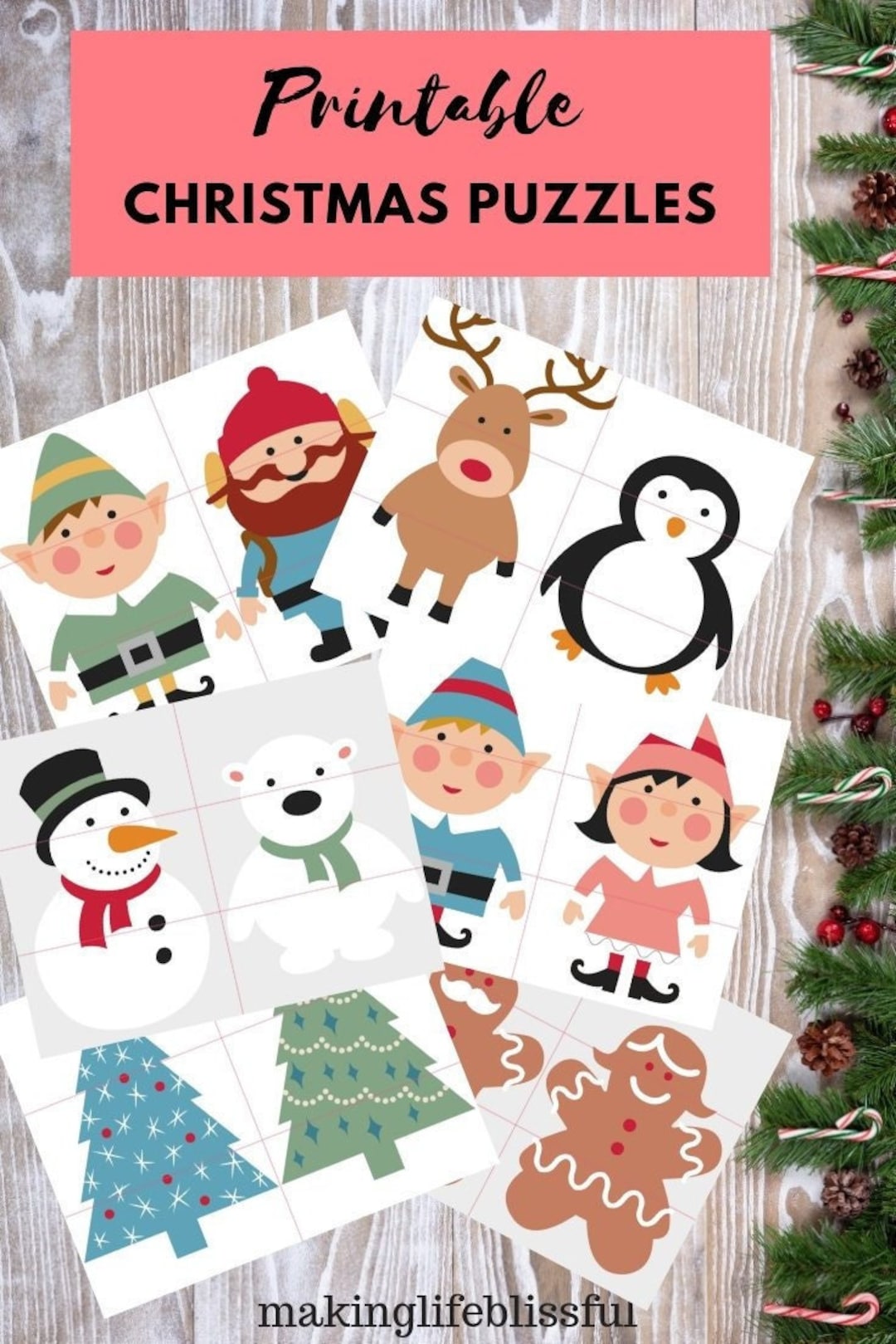 Preschool Christmas Puzzles Printable Preschool Christmas - Etsy