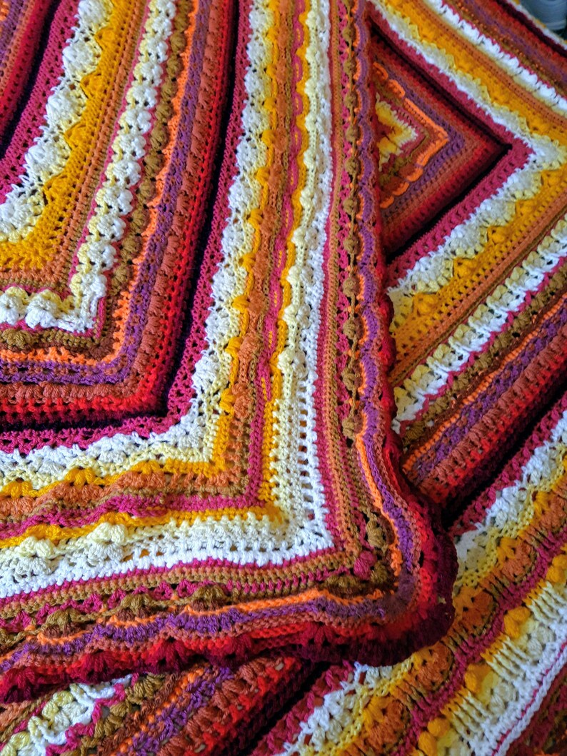 Large Crochet Afghan in Fie Colours - Etsy