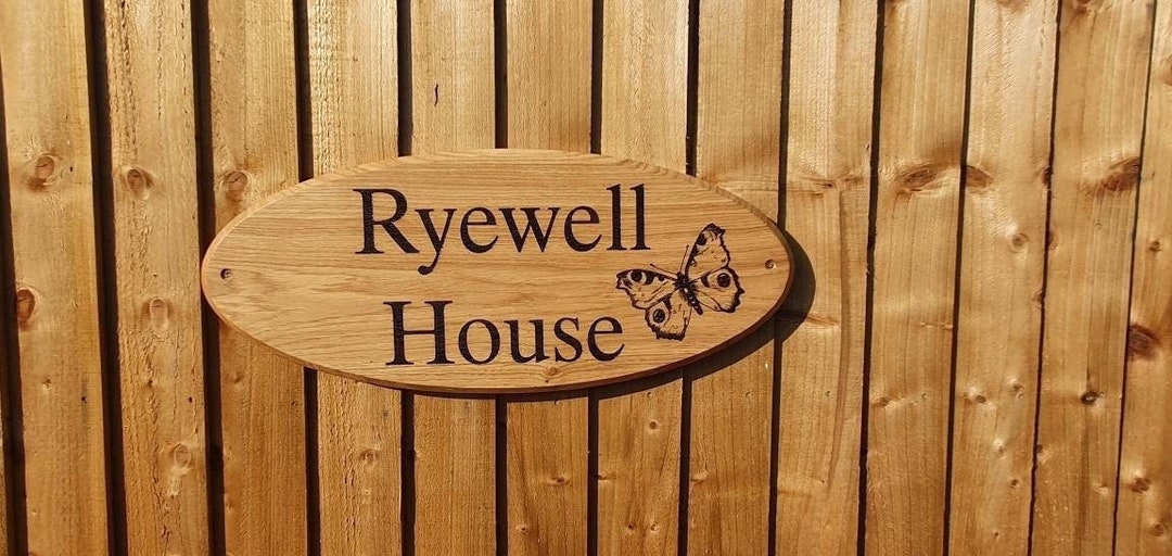 Personalised Engraved Oval Solid Oak Sign - Etsy