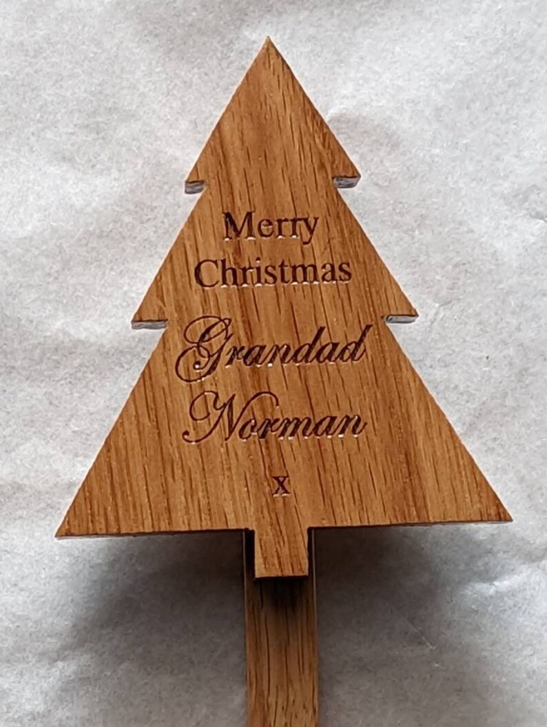 Personalised Oak Christmas Tree Memorial Plaque - Etsy UK
