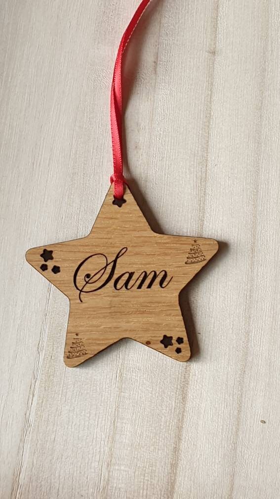 Personalised Wooden Christmas Tree Decorations - Etsy UK