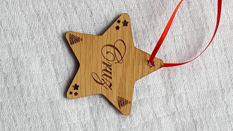 Personalised Wooden Christmas Tree Decorations - Etsy UK