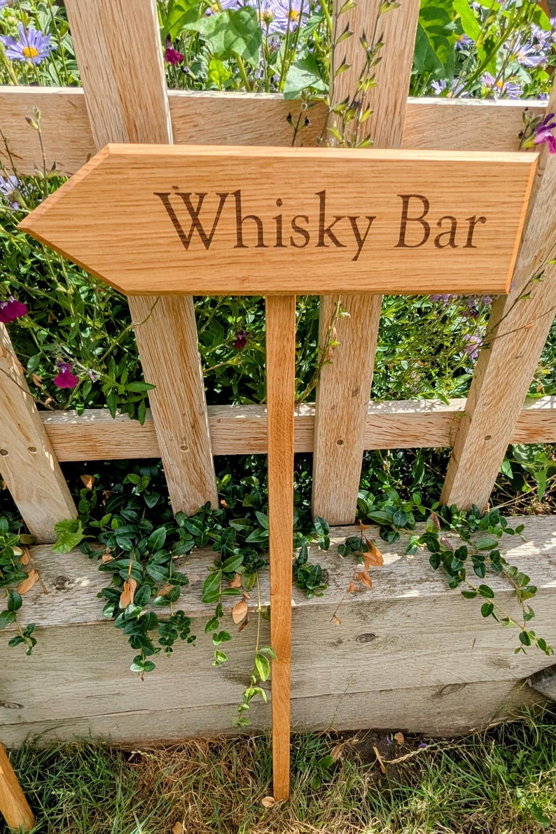 Personalised Engraved Arrow/direction Sign Hand Made From Solid Oak ...