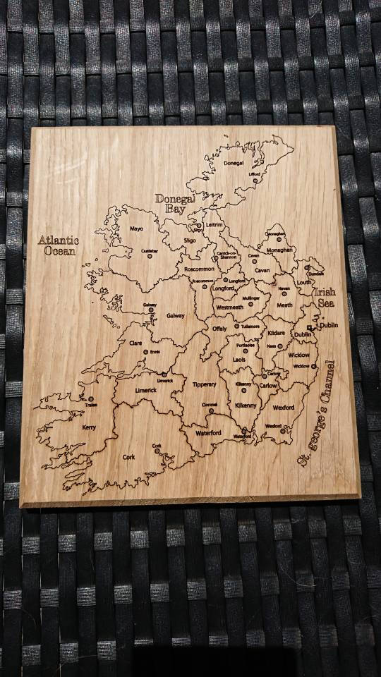 Maps laser engraved onto Solid Oak. | Etsy