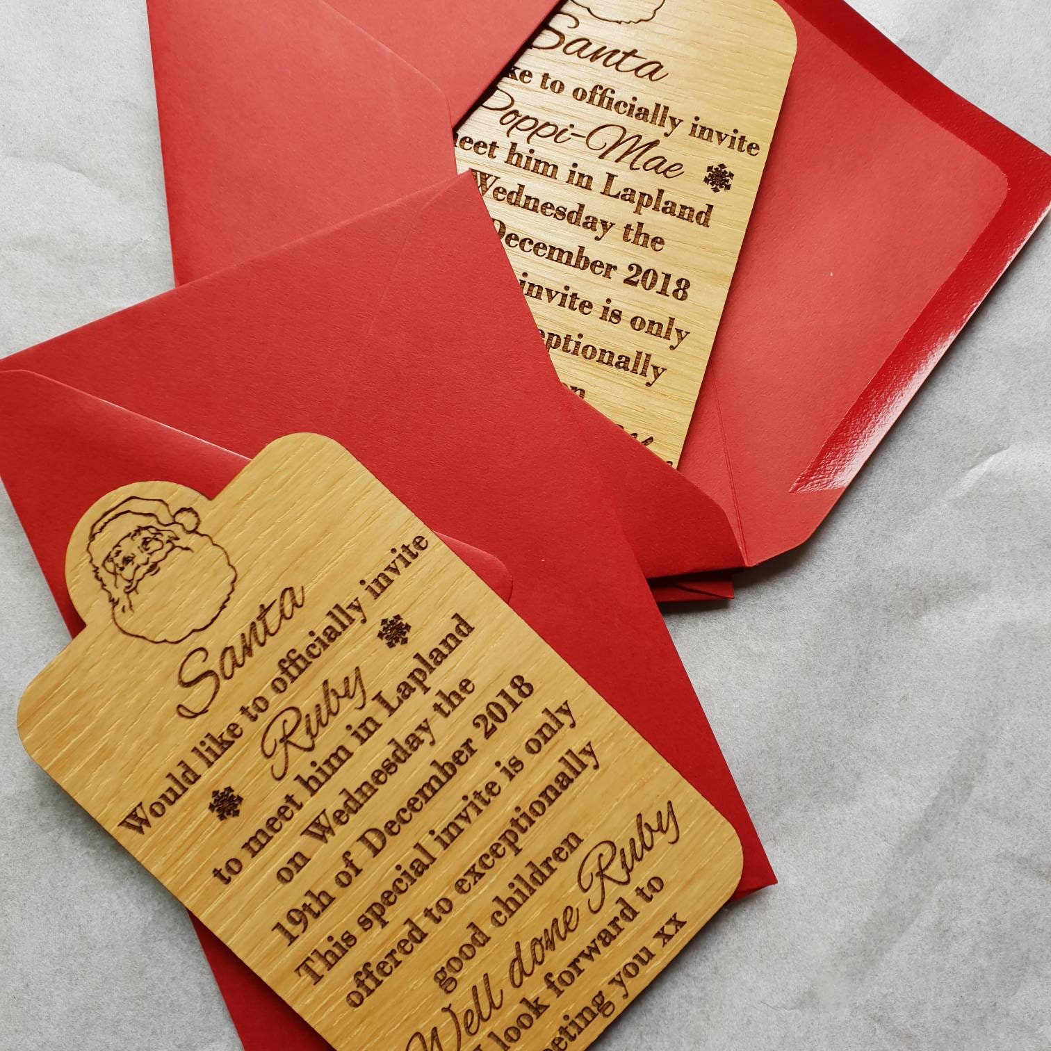 Wooden Personalised Invitations to See Santa in Lapland | Etsy UK