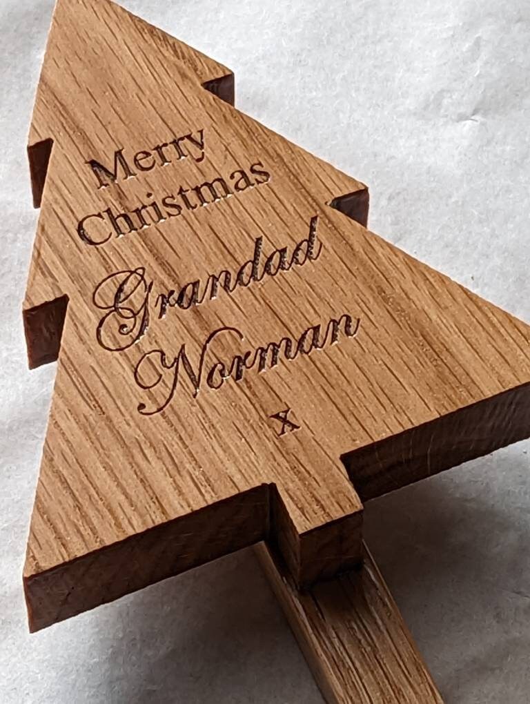 Personalised Oak Christmas Tree Memorial Plaque - Etsy UK
