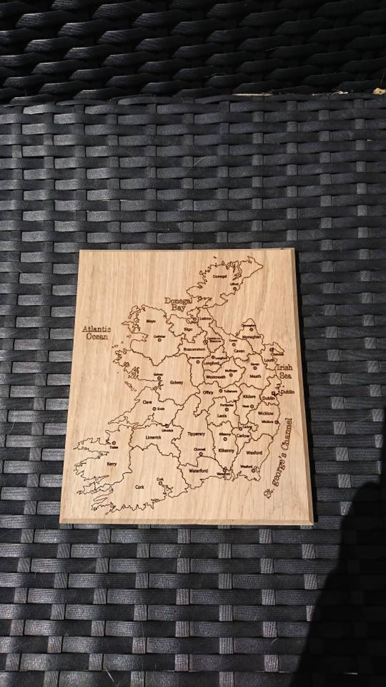 Maps laser engraved onto Solid Oak. | Etsy