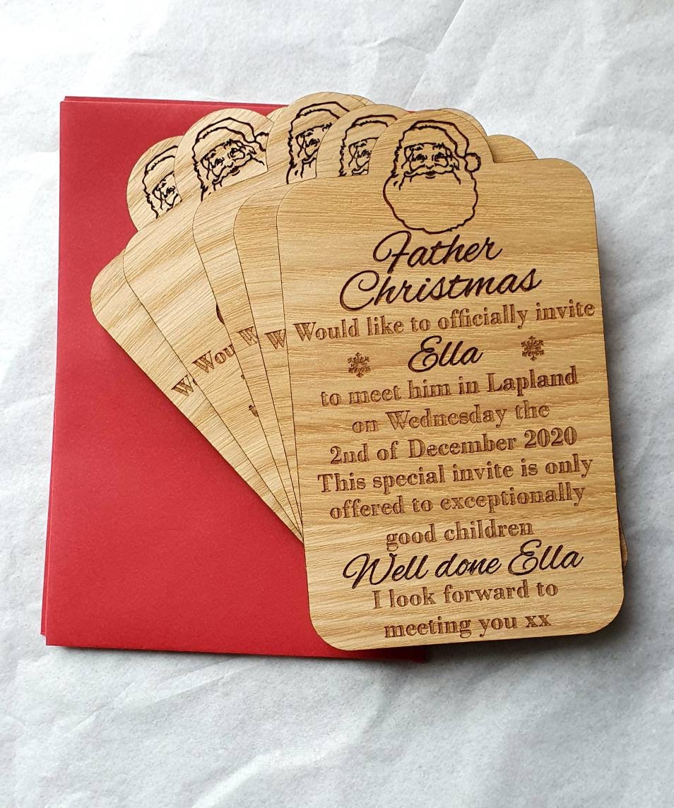 Wooden Personalised Invitations to See Santa in Lapland | Etsy UK